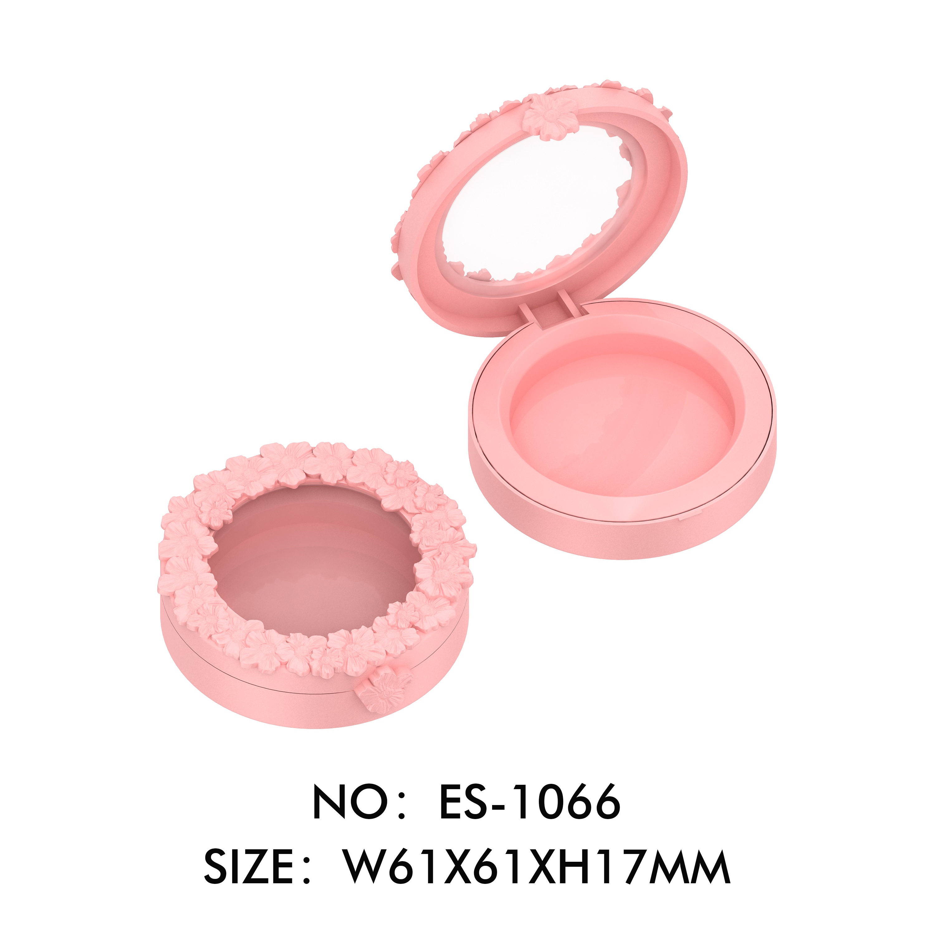 Classcical Round Flower Border Blush Case Cute Eyeshadow Container ...