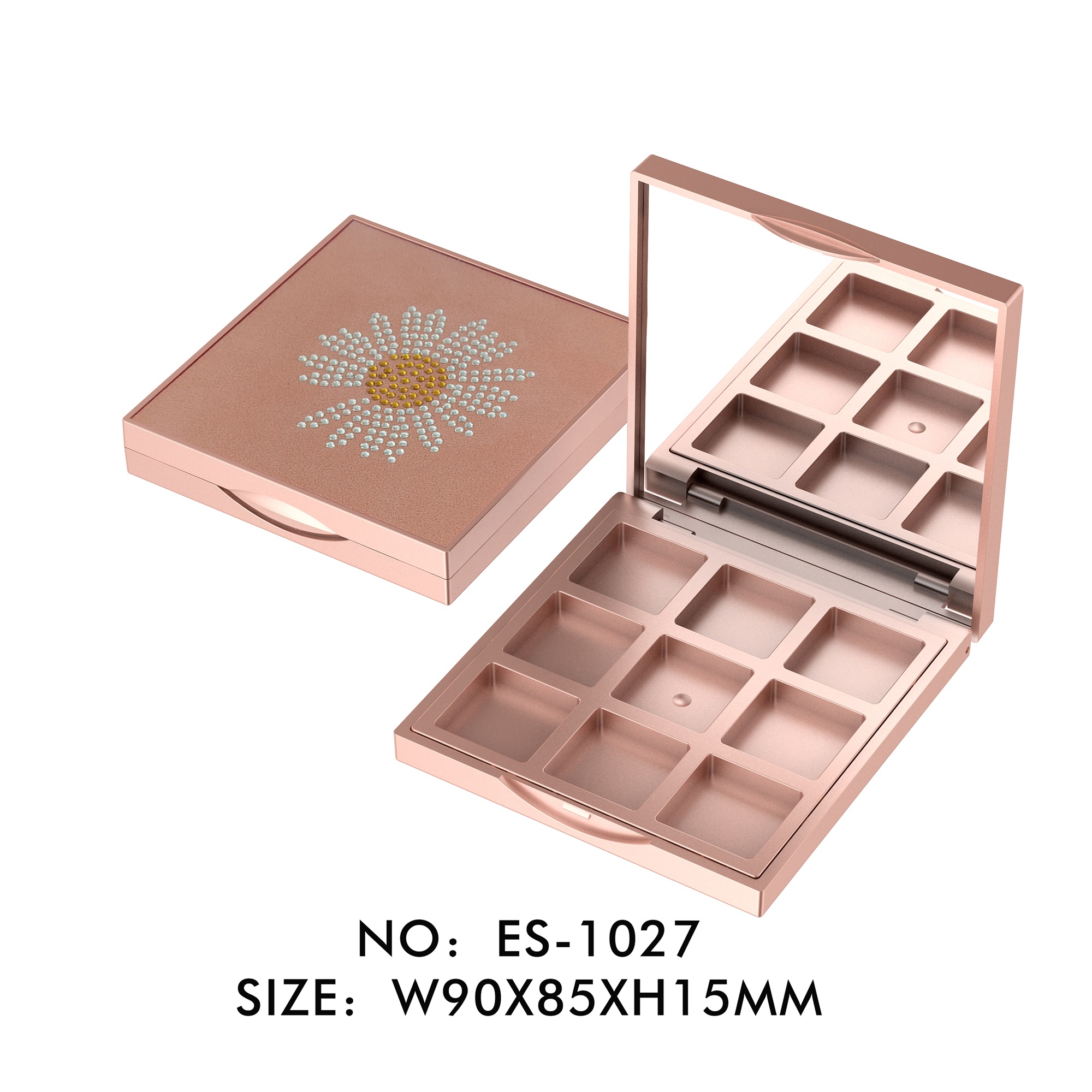 Popular Custom Square Glitter Leather Finishing Eyeshadow Case ...